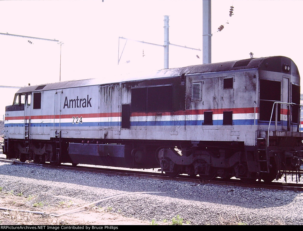 Amtrak 724 P30Ch at Ivy City Shops - 1985